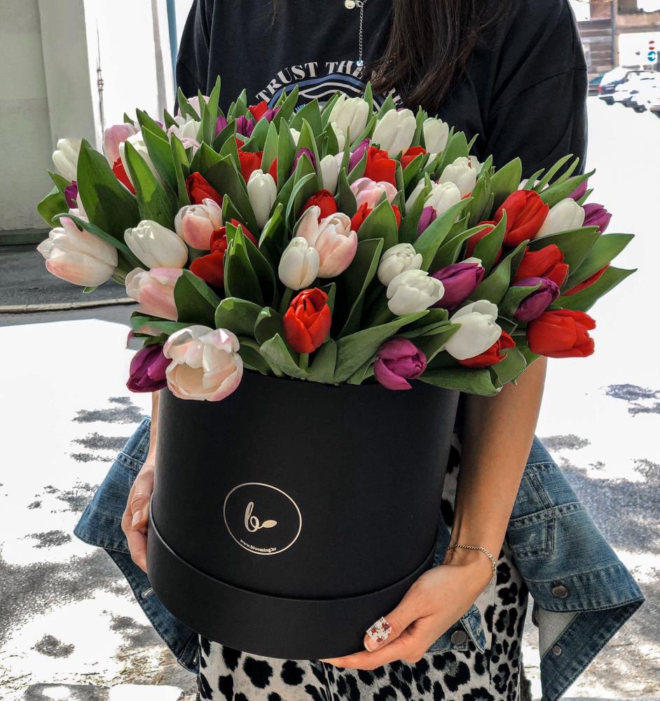Blooming.hr - Flowerbox - FlowerBox s tulipanima - Crni